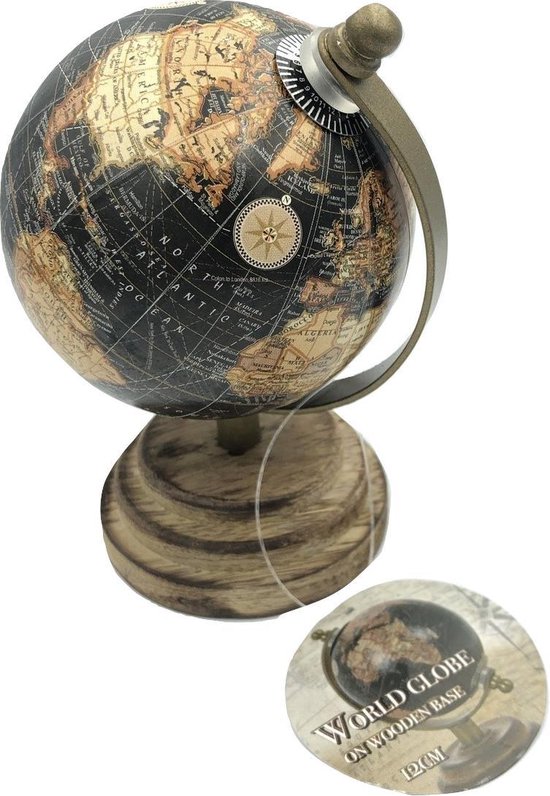 Mini wereldbol op houten voet - H12cm | bol.com