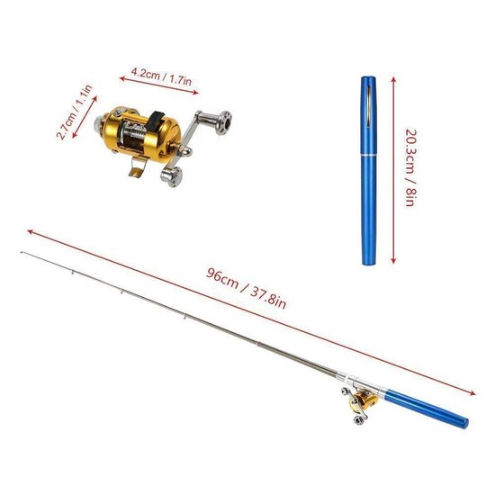 Draagbaar vishengel 25m mini hengel - pen vormig-visdraad 20cm-1m ...