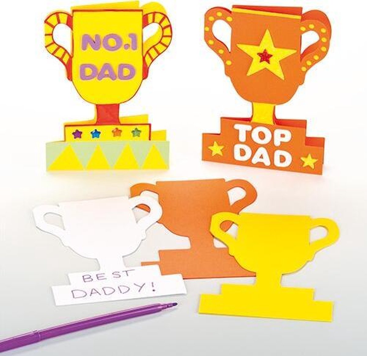 Blanco kartonnen trofee - knutselpakket voor kinderen om in te kleuren ...