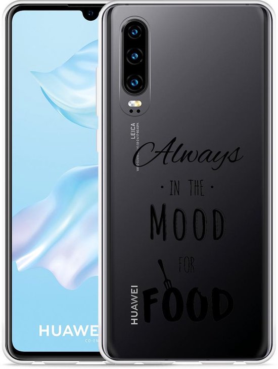 Huawei P30 Hoesje Mood for Food Black Designed by Cazy | bol