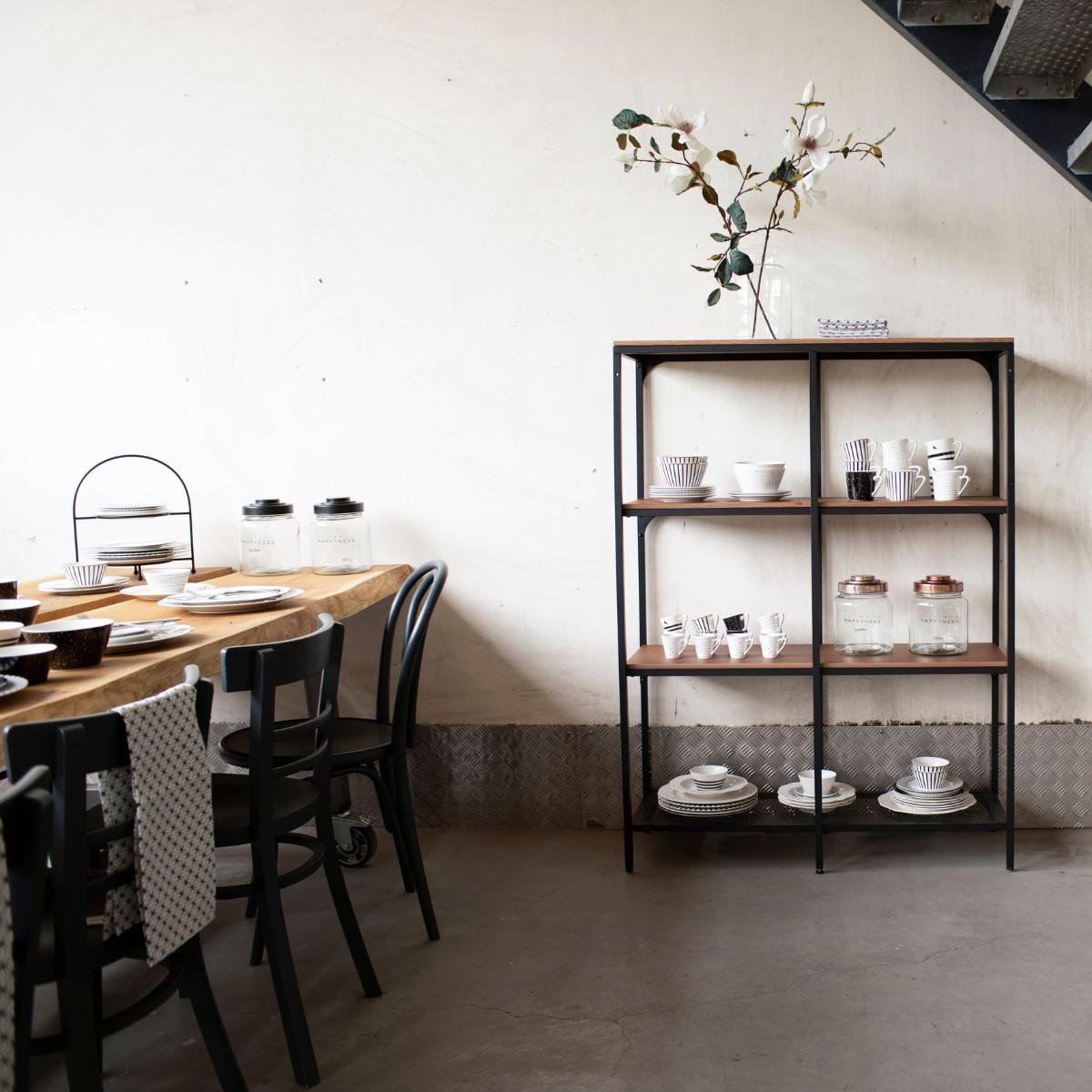 Dutch Rose Loft Set van 4 Zwart-Wit Ontbijtborden Grafische Streep 21 ...