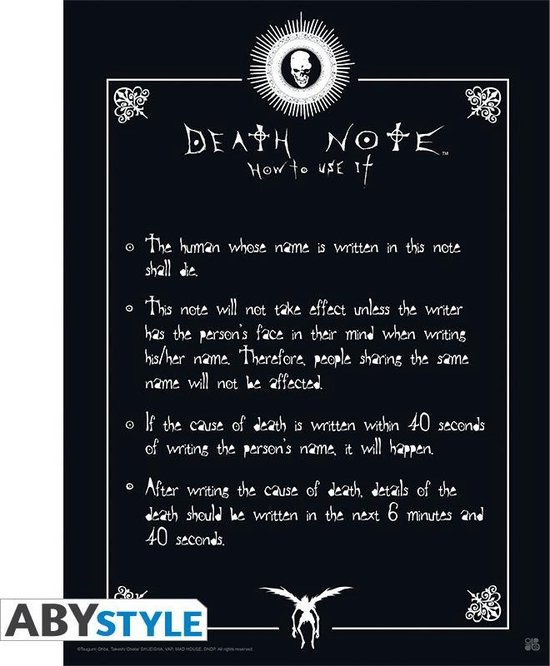 ABYstyle Death Note Rules Poster - 38x52cm | bol.com