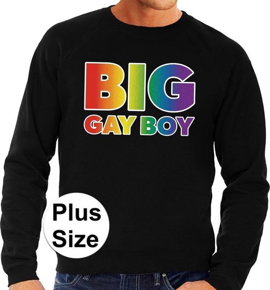 Grote maten Big Gay Boy regenboog sweater zwart - plus size lgbt ...