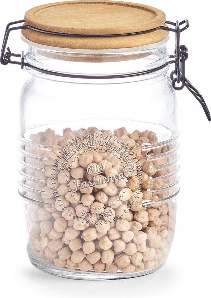 Zeller Present Weckpotten met houten deksel (medium) - Transparant ...