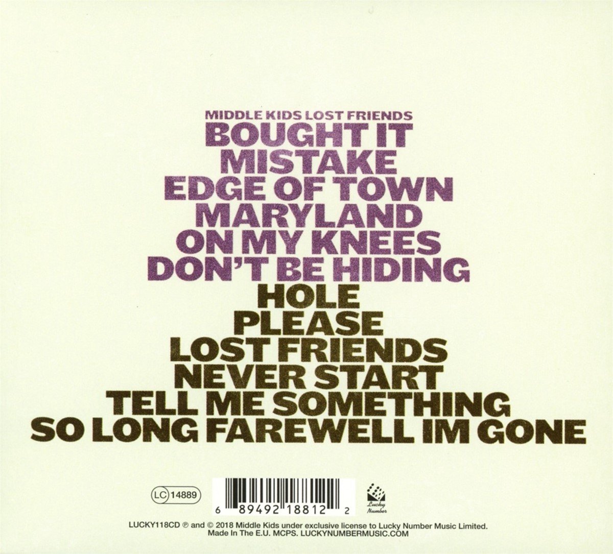 Middle Kids - Lost Friends (CD), Middle Kids | CD (album) | Muziek ...