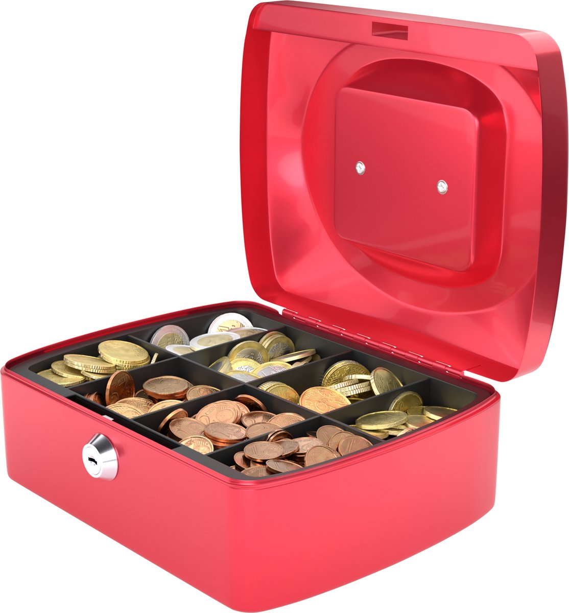 ACROPAQ Geldkistje - Geldkist met sleutel, 20 x 16 x 9 cm, Metaal ...