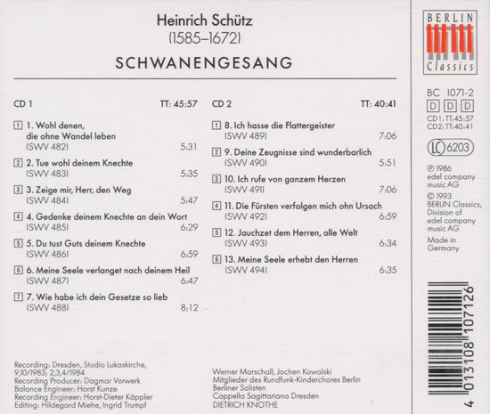 The Song Company & Roland Peelman - Heinrich Schütz: Der Schwanengesang ...