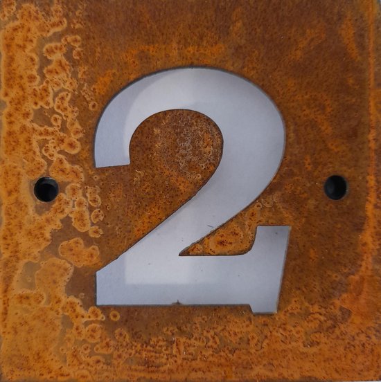 Cortenstaal huisnummer 2 (10x10cm) | bol