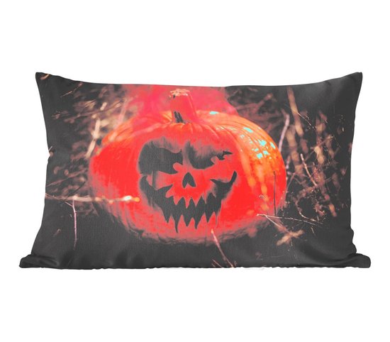 Sierkussens - Kussen - Halloween pompoen met rode rook - 50x30 cm ...