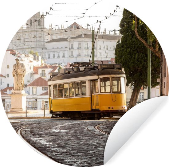 Wallpaper Circle - Lisbonne - Tram - Statue - 50x50 cm - Wall Circle ...