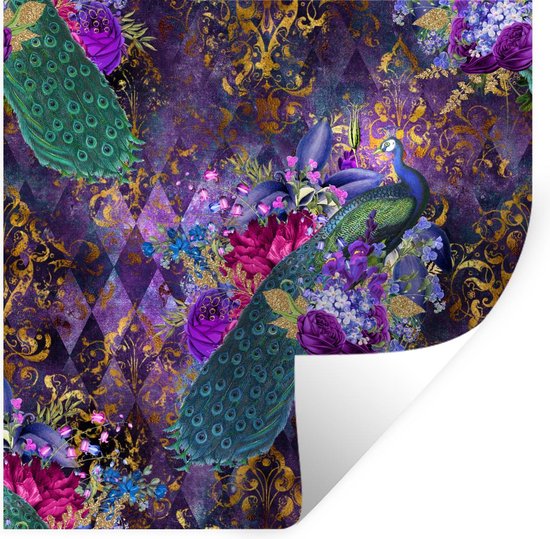 Muurstickers - Sticker Folie - Patronen - Pauw - Paars - 100x100 cm ...