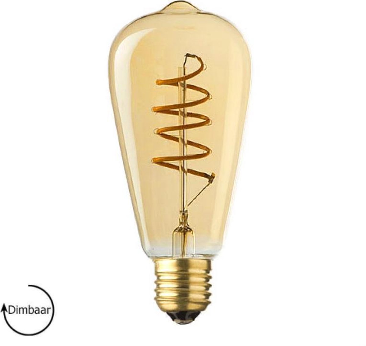 Filament Edison LED Lamp E27 | dimbaar | amber | 4W | 2500K | Kooldraadlamp | Ø58xH130mm | bol.com