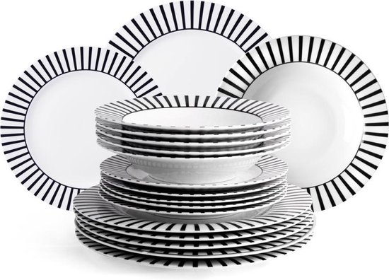 Dutch Rose Loft 18 delig Bordenset Grafische Streep | bol.com
