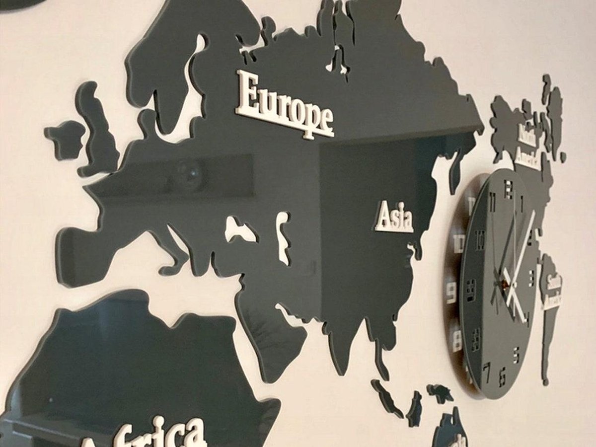 Belanian - Klokken - Wandklokken - Grote wandklok Wereldkaart, Stille ...