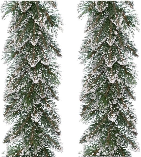 Kerst dennenslinger guirlande groen met sneeuw 270 cm - Kerstslingers ...