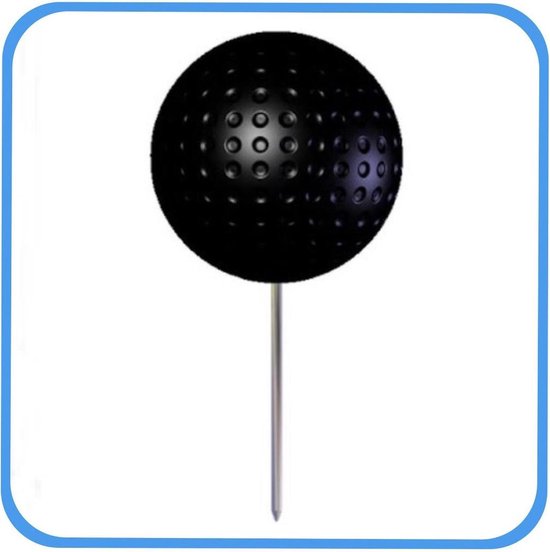 Golfbal tee marker inclusief stalen pin - classic dimple - zwart - 6 ...