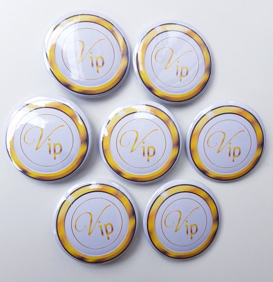 7X Button Vip wit met goud - button - badge - VIP - party - feest ...