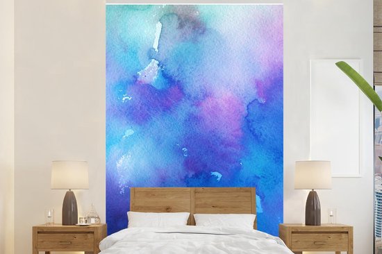 Behang - Fotobehang Waterverf - Abstract - Blauw - Breedte 160 cm x ...