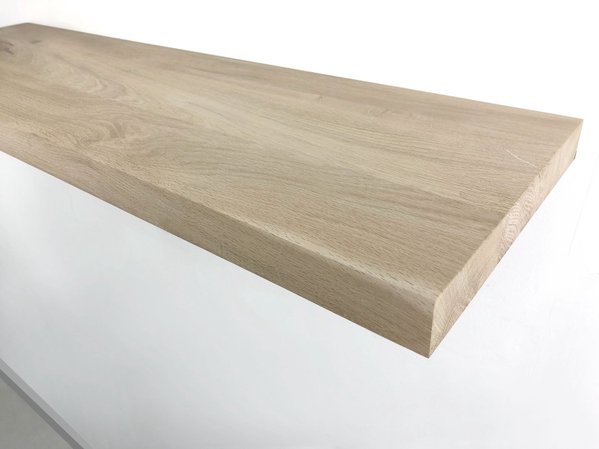 Zwevende wandplank 130 x 30 cm eiken recht - Wandplank - Wandplank hout ...