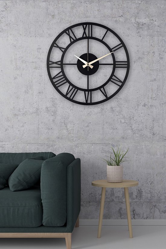 Muyika Design - Wandklok zwart - metalen klok - industriele stijl ...