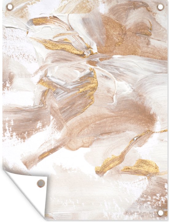 Muurdecoratie buiten Acrylverf - Goud - Wit - 120x160 cm - Tuindoek | bol