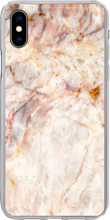 Telefoonhoesje Geschikt voor iPhone Xs hoesje - Marmer print - Oranje ...