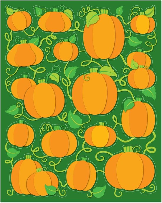 Halloween Pompoen Stickers – 32 Grote Pompoenstickers – 2 Stickervellen ...