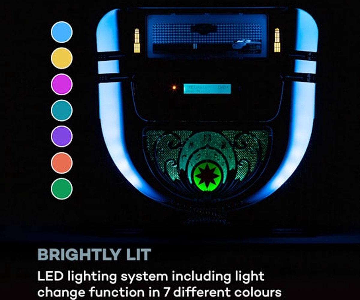 Graceland mini jukebox cd-speler platenspeler DAB+/FM radio led | bol