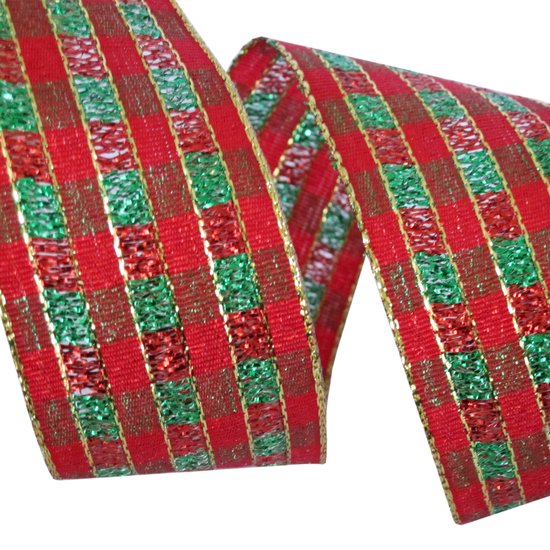 Kerst Lint Geruit 35mm (3,5cm) | Lint met IJzerdraad | Lint met Ruitjes ...
