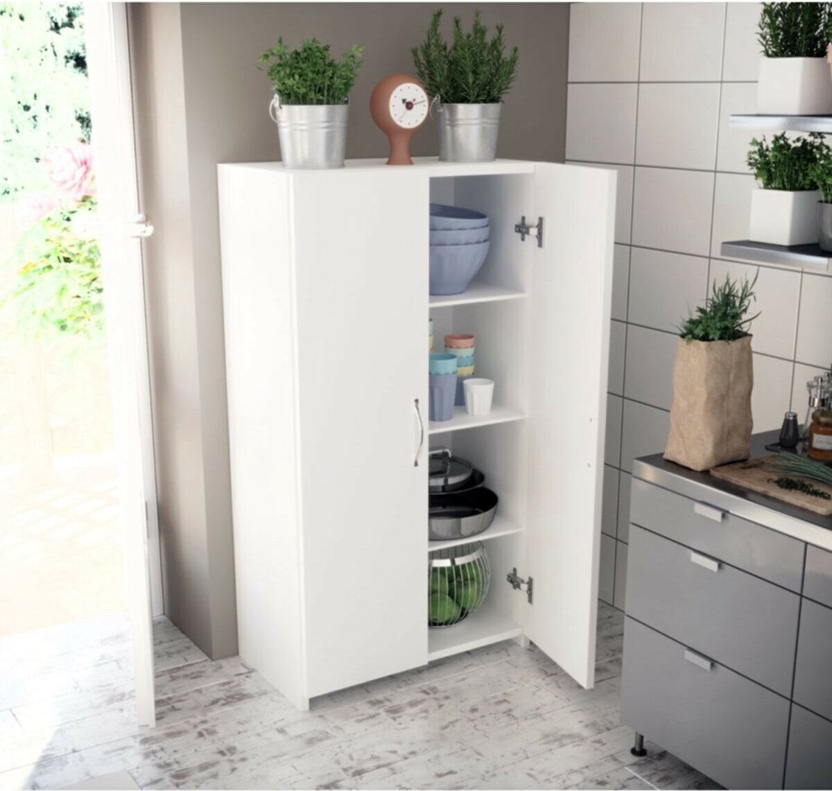 Schoenenkast - Opbergkast - Wit met 4 planken - Garage kast ...