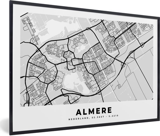 Fotolijst incl. Poster - Plattegrond - Almere - Nederland - 60x40 cm ...