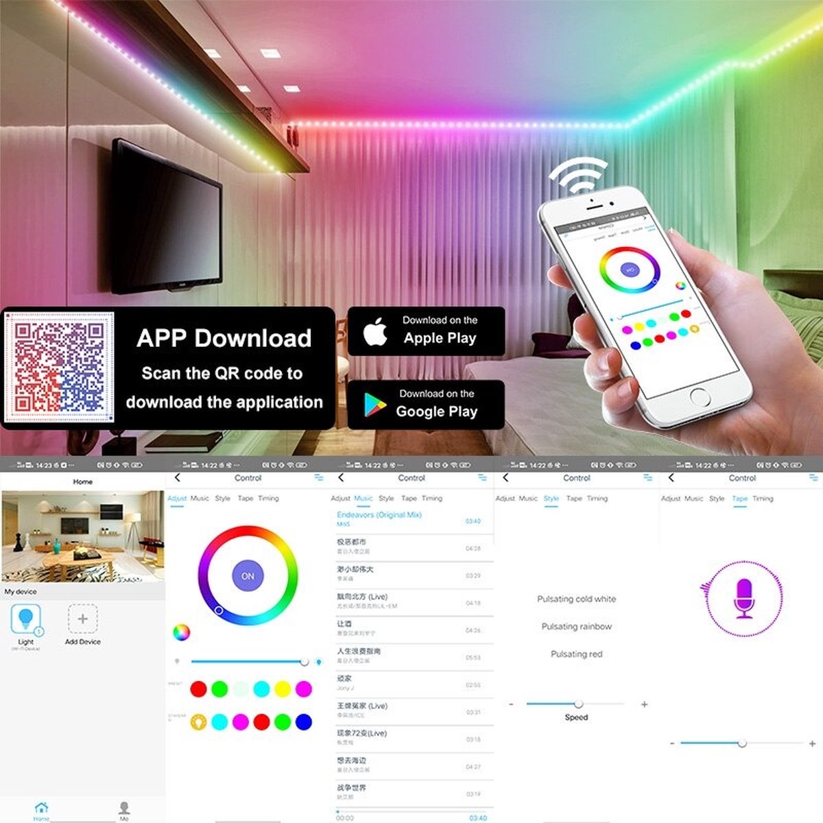Smart WiFi LED-strip - 5 meter - Incl. App - RGB - Afstandsbediening ...