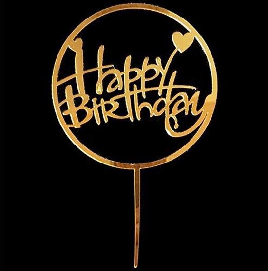 Cake - Taart Topper Happy Birthday Rond Hartje Goud. Taartdecoratie. Tasty Me. | bol.com