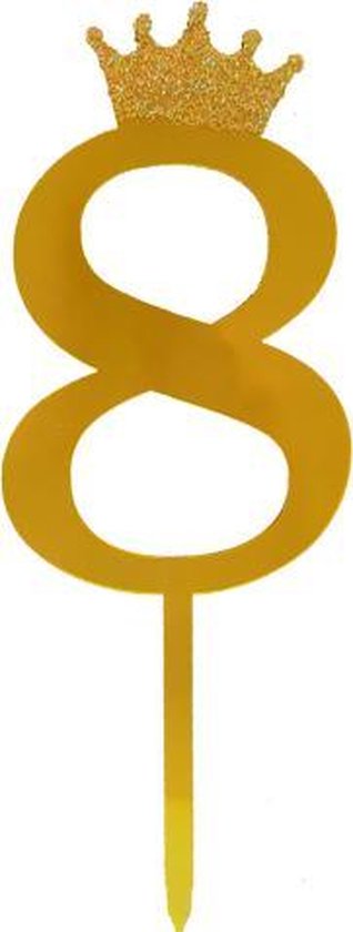 Cake - Taart Topper Cijfer 8 Goud Klein. Taartdecoratie. Tasty Me. | bol.com
