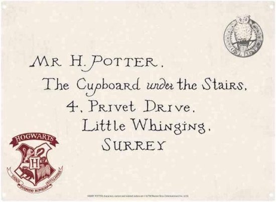 HARRY POTTER - Metal Poster 21 X 15 - Letters | bol.com