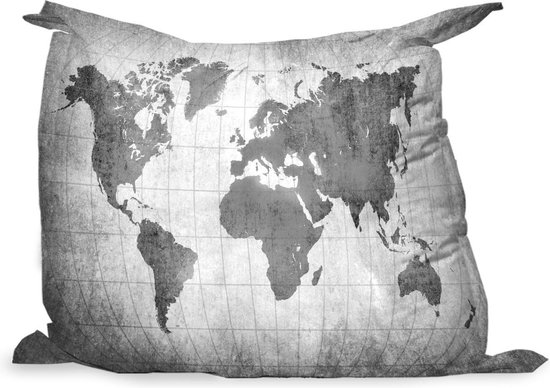 PillowMonkey zitzak - Wereldkaart perkament - zwart wit - 140x100 cm ... PillowMonkey zitzak - Wereldkaart perkament - zwart wit - 140x100 cm ...