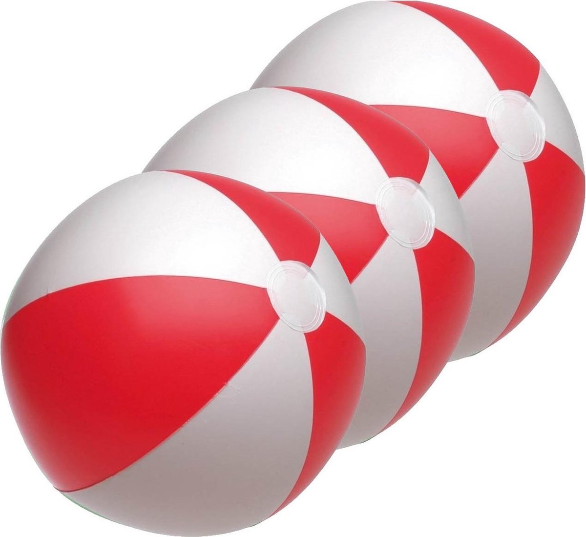 5x Opblaasbare speelgoed strandbal rood/wit 28 cm - Strandballen ...