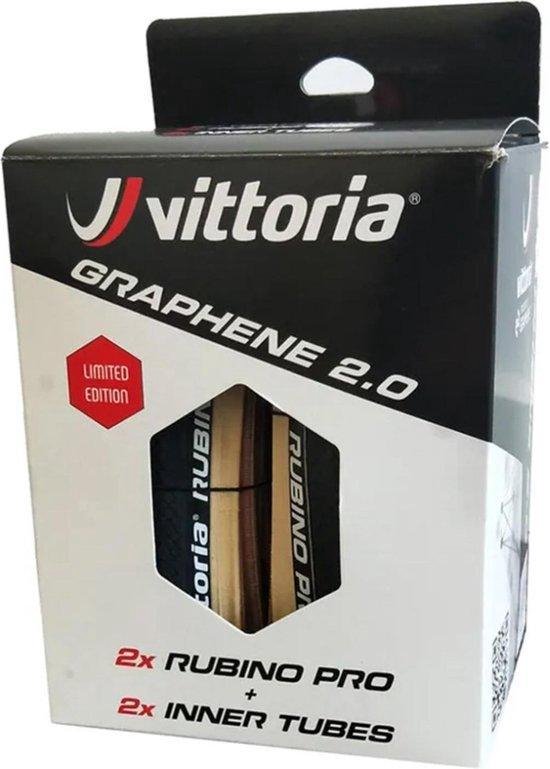 Vittoria Rubino Pro Buitenband 25mm Black/Tan (2x) + Inner Tubes (2x ...