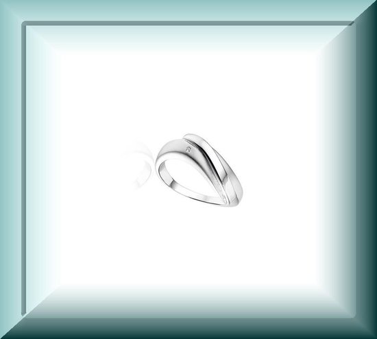 Zilveren Ring met Diamantje/ Mat/Poli Rhodium/ maat 16 | bol