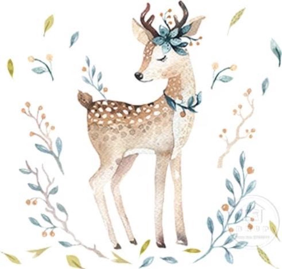 Muursticker Voor De Babykamer - Groot Hert - 65 X 60 CM - Kraam Cadeau ...