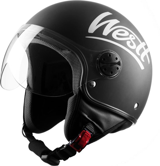 Westt Classic · Open retro scooter jethelm zwart · Motorhelm dames en ...