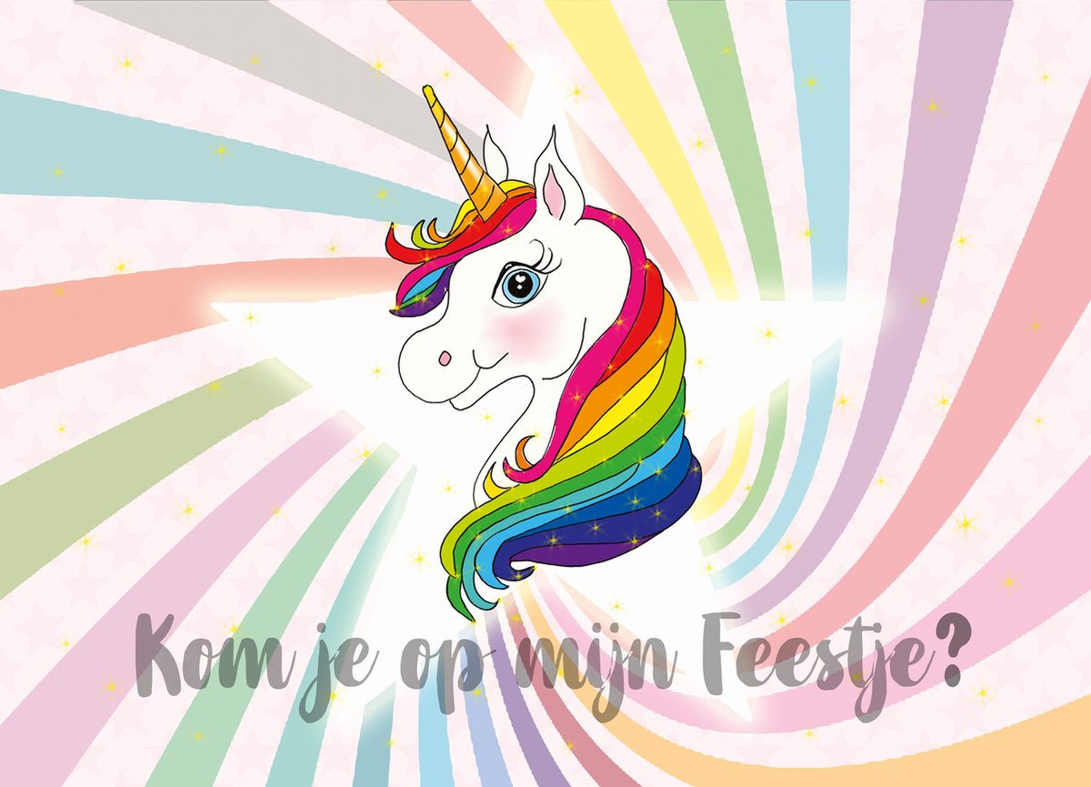 bol.com | Uitnodiging kinderfeestje Unicorn - eenhoorn - 20 stuks - meisje -Pukart