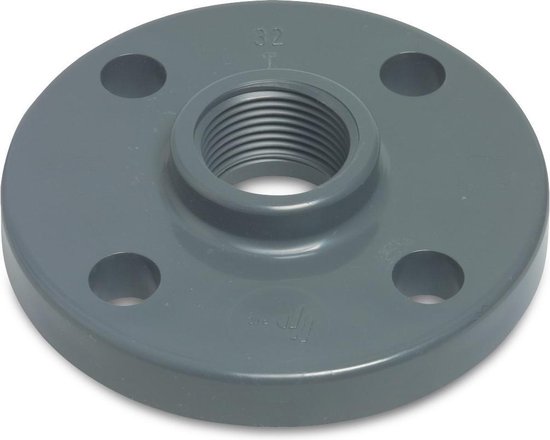 Mega Flens PVC-U DN100 x 4" DIN flens x binnendraad 10bar grijs PN10/16 ...