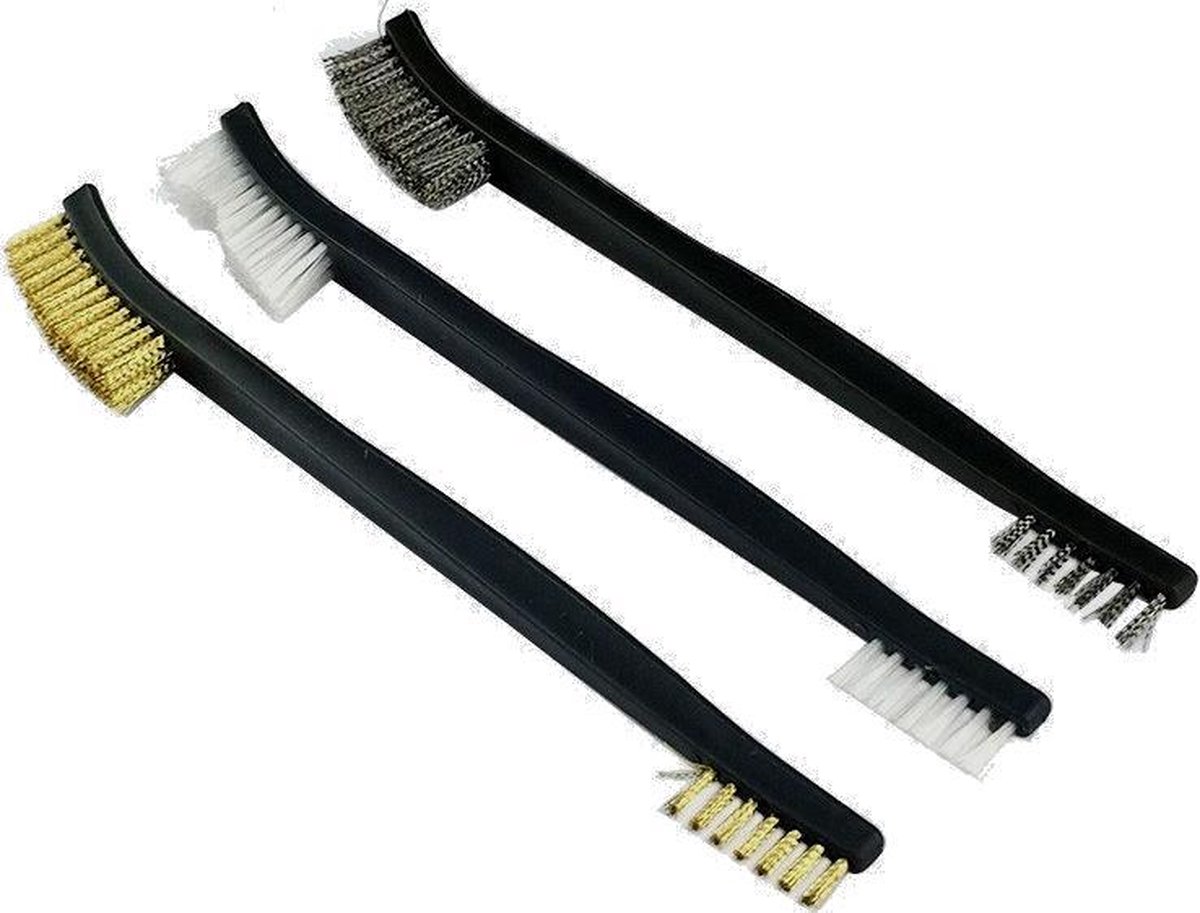 Premium Staalborstel Set 3 stuks - RVS - Nylon - 17 cm | bol.com