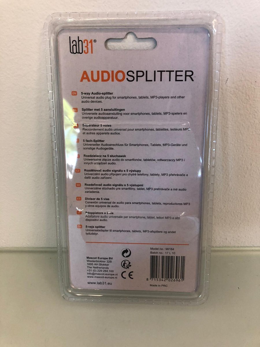 Lab31 audio splitter wit - één stuk | bol.com