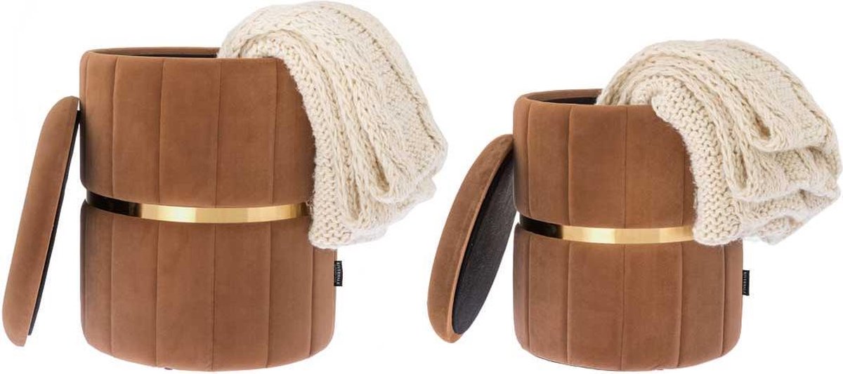 Riverdale - Opberg poef set Julia beige 44cm - Beige | bol.com