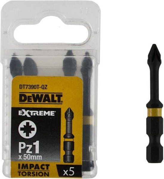 DeWALT DT7390T Extreme Impact Torsion Schroefbits PZ1 50mm 5 Stuks | bol