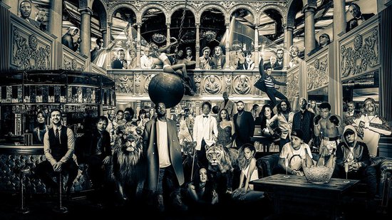 Tigon Art - Schilderij - Night With The Stars Kunstwerk - Zwart, Wit En ...