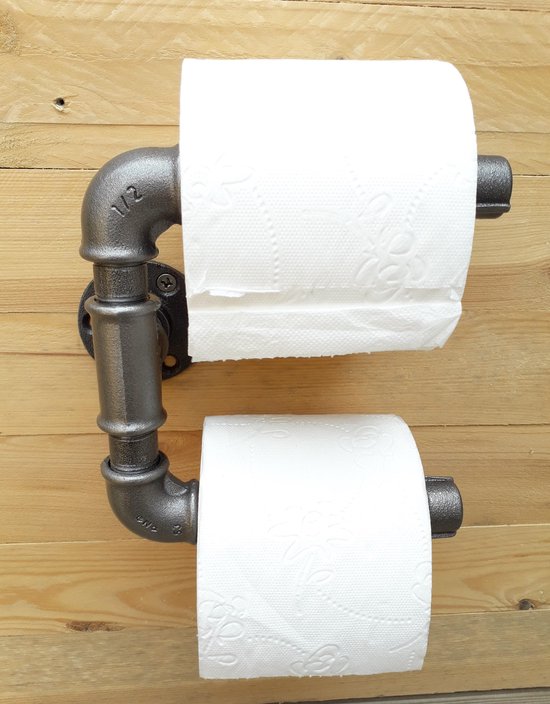Industriële Dubbele Toiletrolhouder van stalen buis – Incl ...