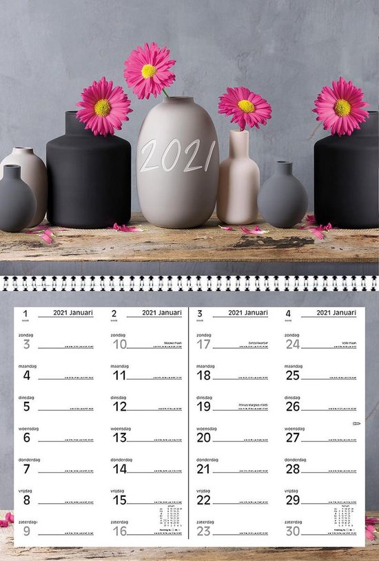 Notitie Omleg maandkalender MGPcards 2021 - 4 weken/1 pagina - Gerbera ...